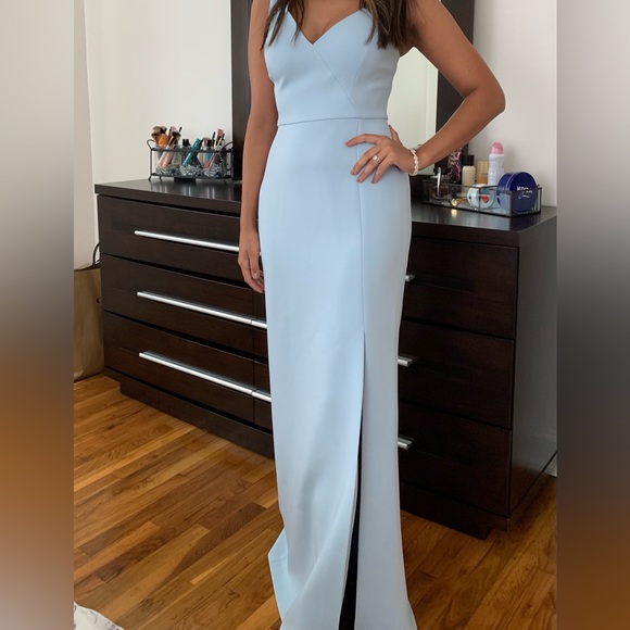 BCBG | Dresses | Baby Blue Dress With Slit | Poshmark